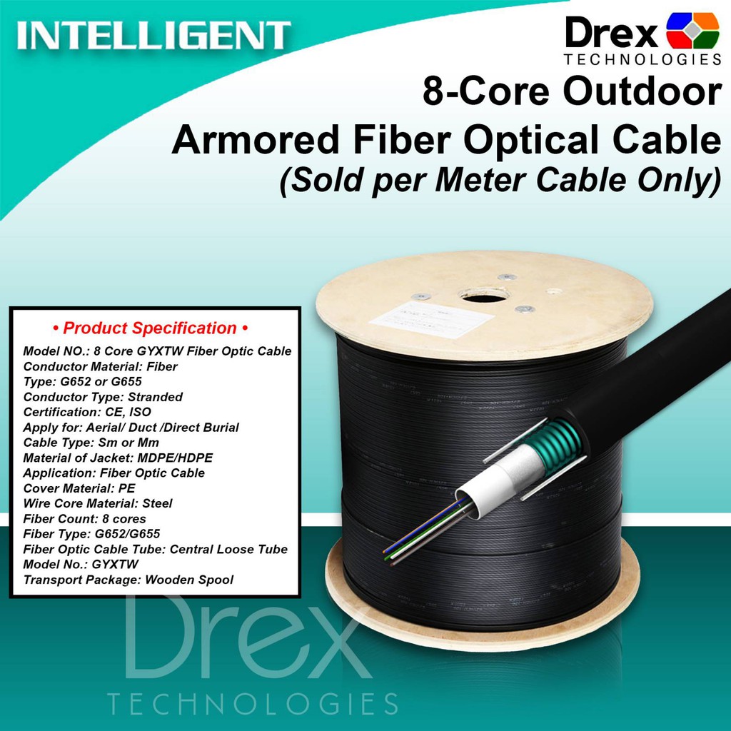 Intelligent 8-Core Outdoor Armored Fiber Optical Cable *SOLD PER METER ...
