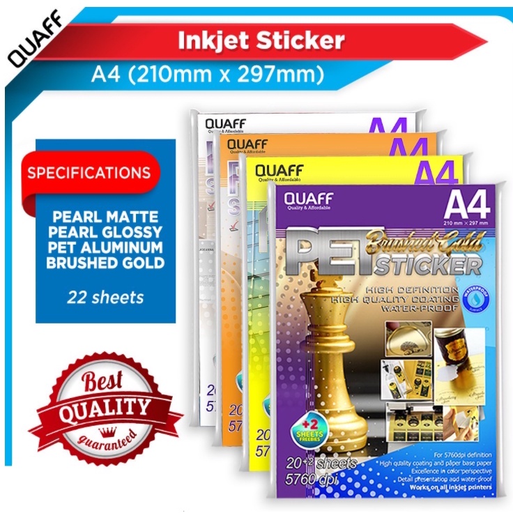 QUAFF PET Waterproof Printable Sticker A4 Size 180gsm (Holographic ...