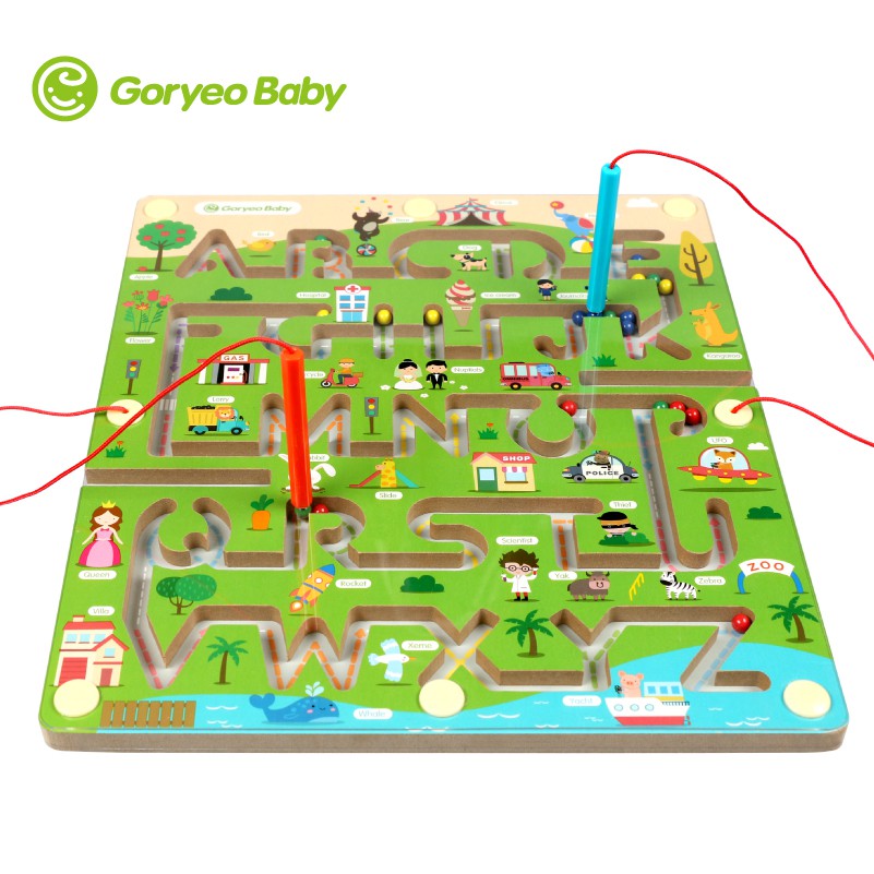 ACTIVITY BOARD Goryeo Baby Alphabet Maze 3Y+ Magnet Pen Wand Driving ...