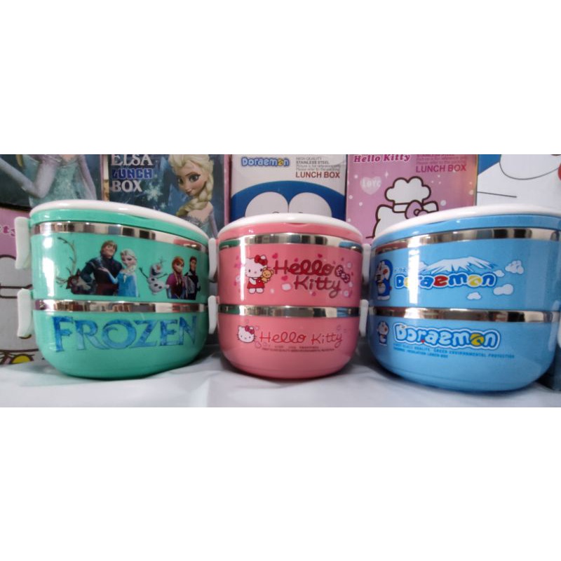 Cartoon 1 and 2 Layer Stainless Steel Lunch Box Hello Kitty Doraemon ...
