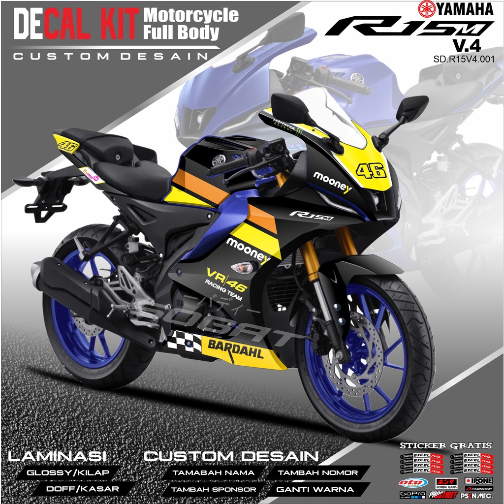 Decal R15 V4 - Fullblock Fullblock Striping Sticker Decal List YAMAHA ...