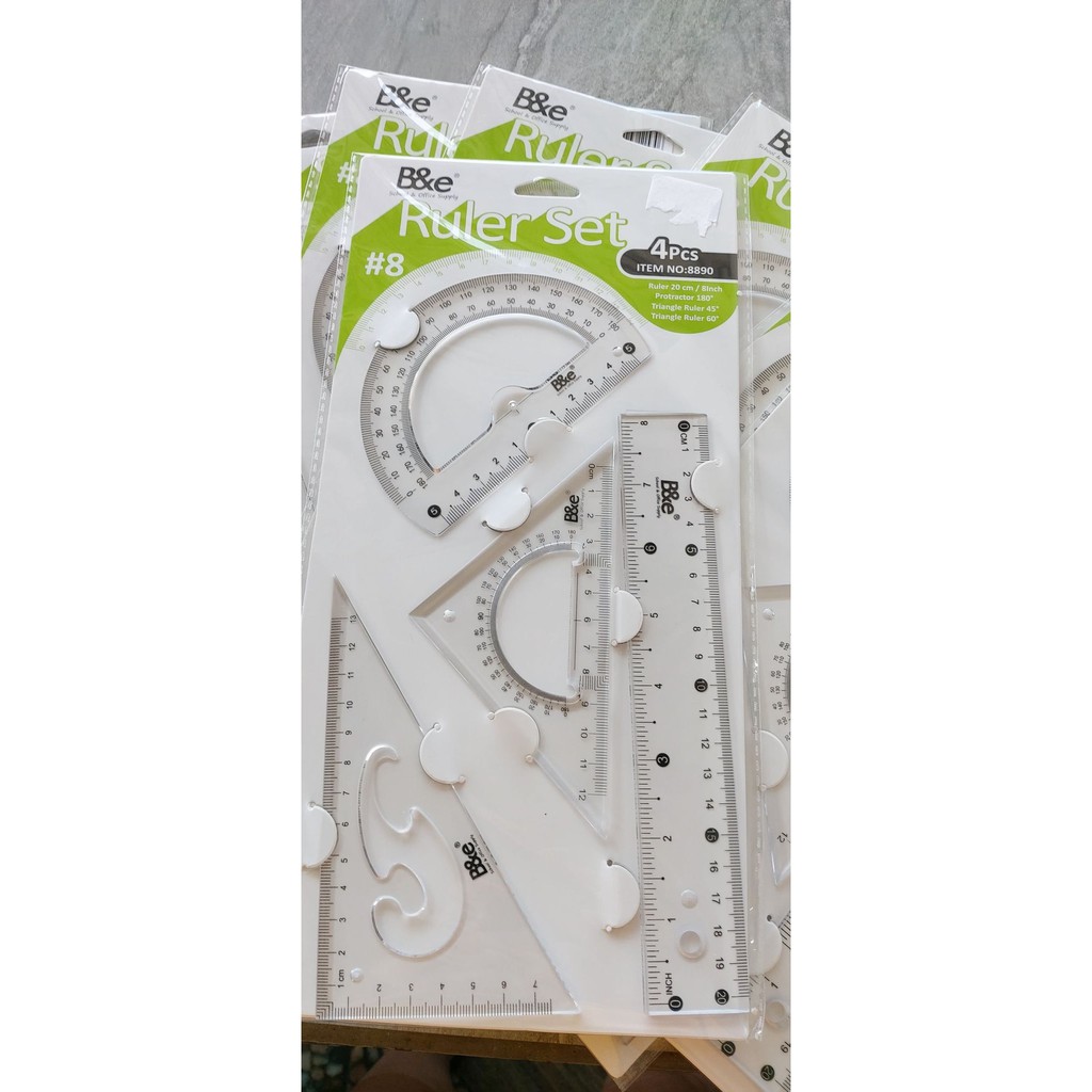 Birdbox Complete Ruler Set W/ Triangle Ruler & Protractor 20cm | Shopee ...