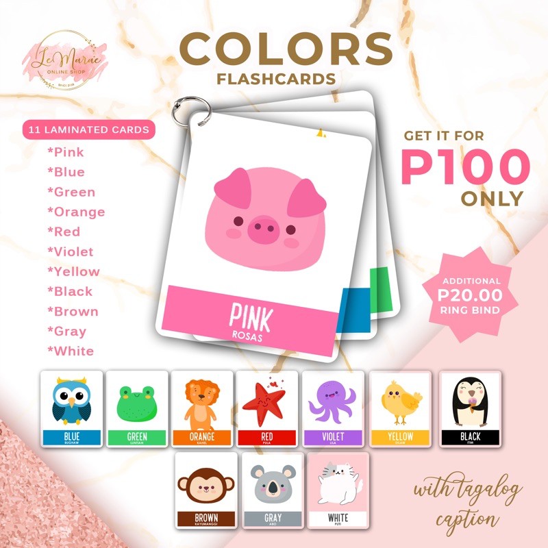 ANIMAL COLORS MGA KULAY TAGALOG FILIPINO Laminated Educational ...