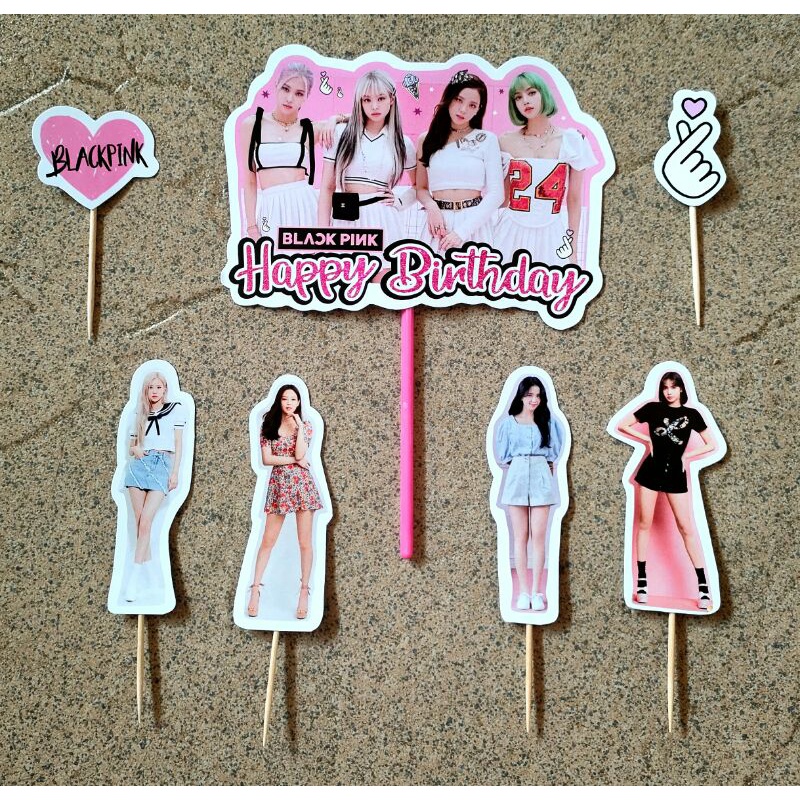 Black pink blackpink cake topper A set Of 7 Birthday cake Decorations ...