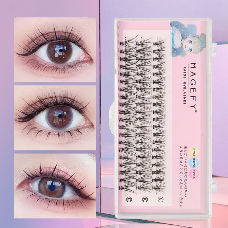 Grafting False Eyelash Set Natural Wispy Fluffy Curly Slender Thick ...