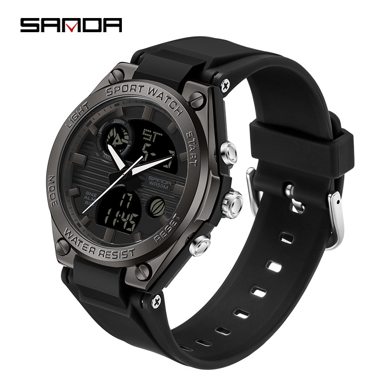 Sanda Women Watch Waterproof Military Quartz LED Multi-function Luxury ...