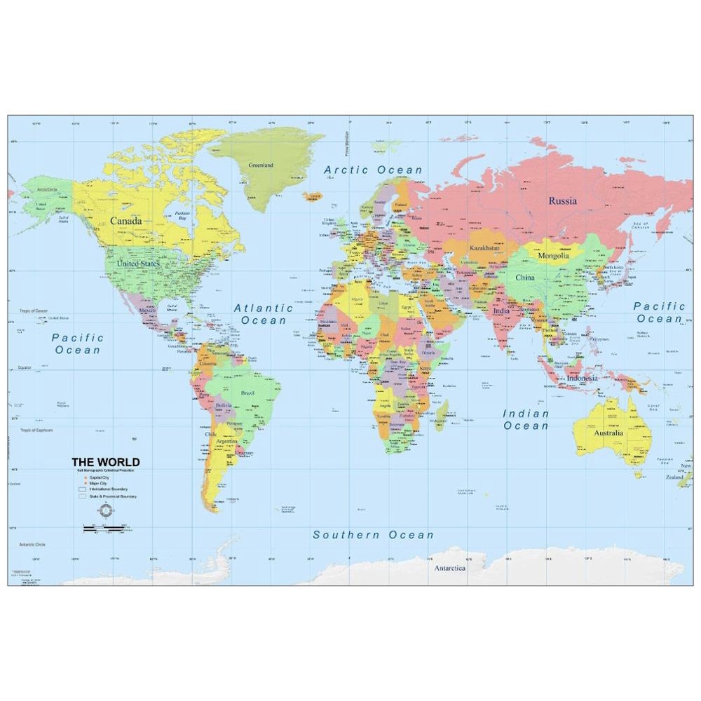 World Map Atlas Art print Silk poster Home Wall Decor | Shopee Philippines
