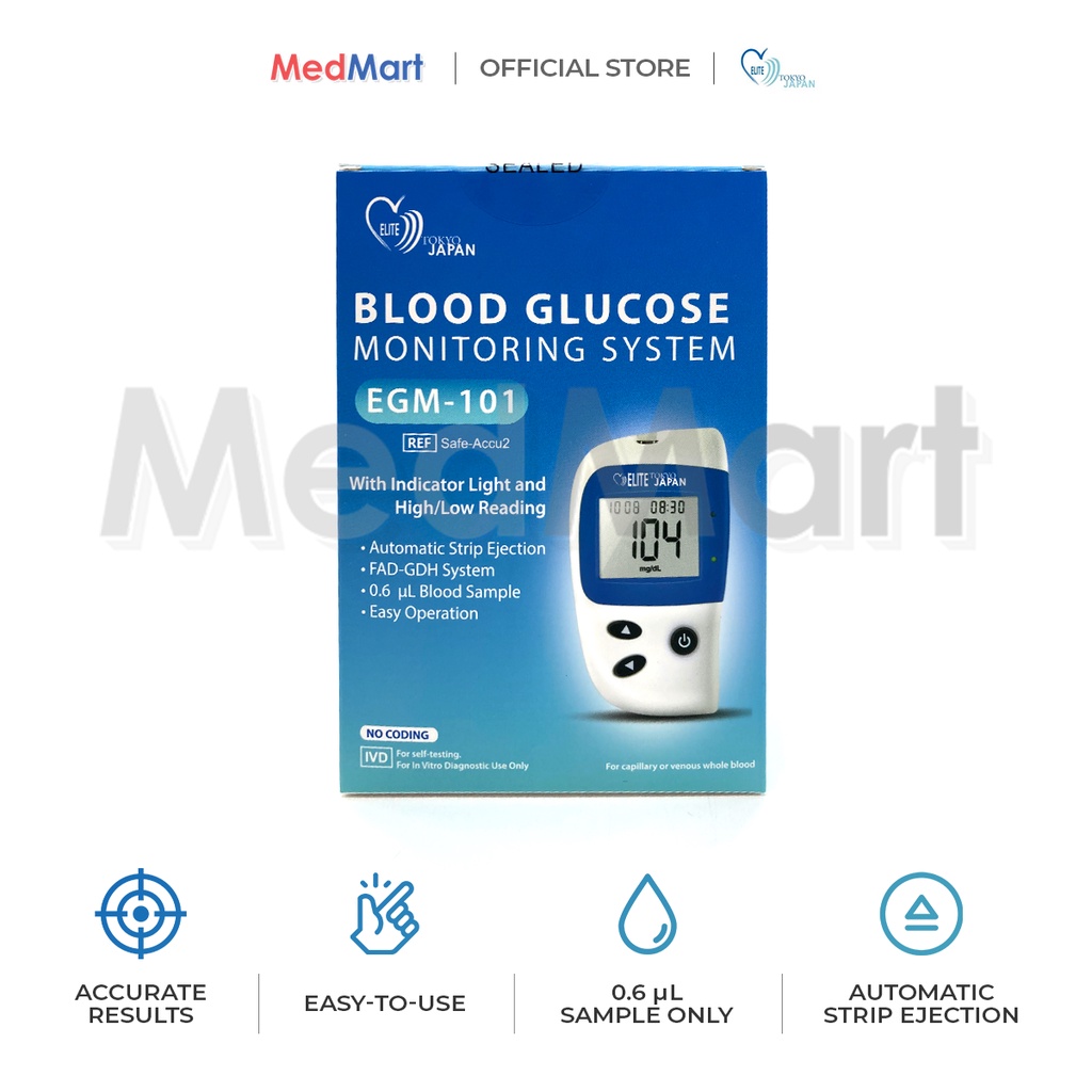 Indoplas Elite EGM101 Blood Glucose Meter Glucometer Monitoring System ...