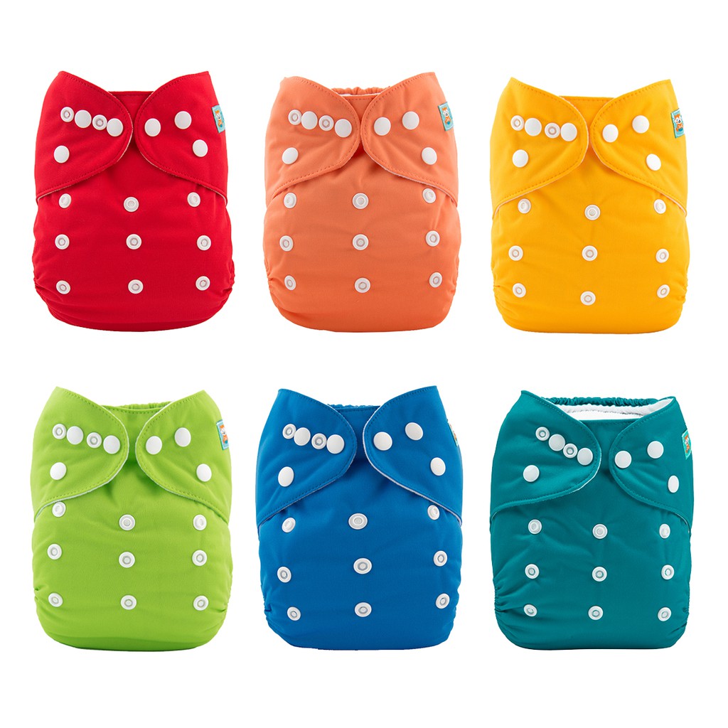 6 Pcs Lot ALVA Baby Cloth Diaper One Size Washable Pocket Diapers With ...
