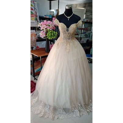 Gold Ballgown Debut Gown for 18years Old Birthday Off Shoulder Beads ...
