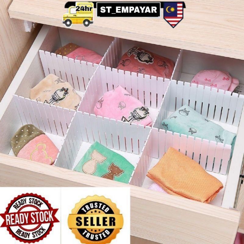 4pcs 45cm*6cm DIY Plastic Grid Drawer Divider Adjustable Sock Underwear ...