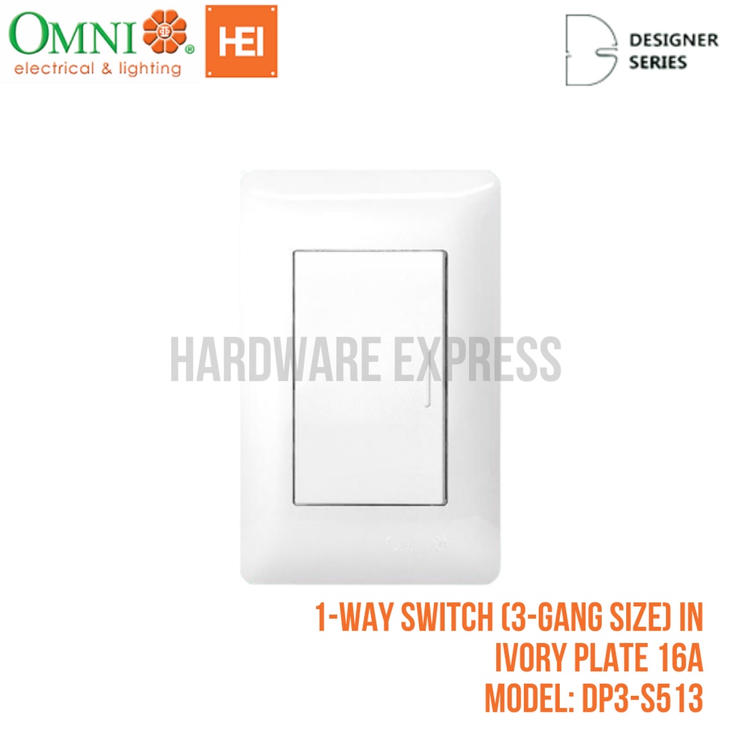 Omni Designer Series 1-Way Switch in Ivory Plate 16A (1 gang / 2 Gang ...