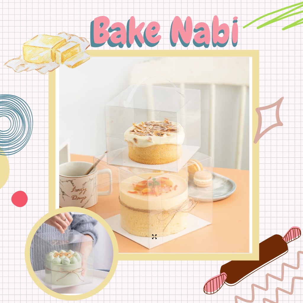 Clear CAKE BOX WITH HANDLE - 13 x 13 x 13 CM | Shopee Philippines