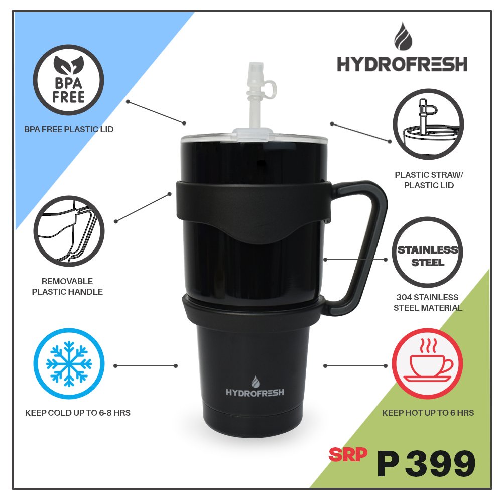 Surplus Hydrofresh Stainless Mug with Straw and Removable Handle 880ml | Shopee Philippines