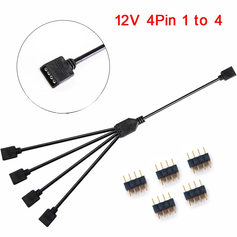 ARGB 5V 3Pin Extension Cable Adapter 30cm 1 to 1 2 3 4 5 12v 4pin RGB ...