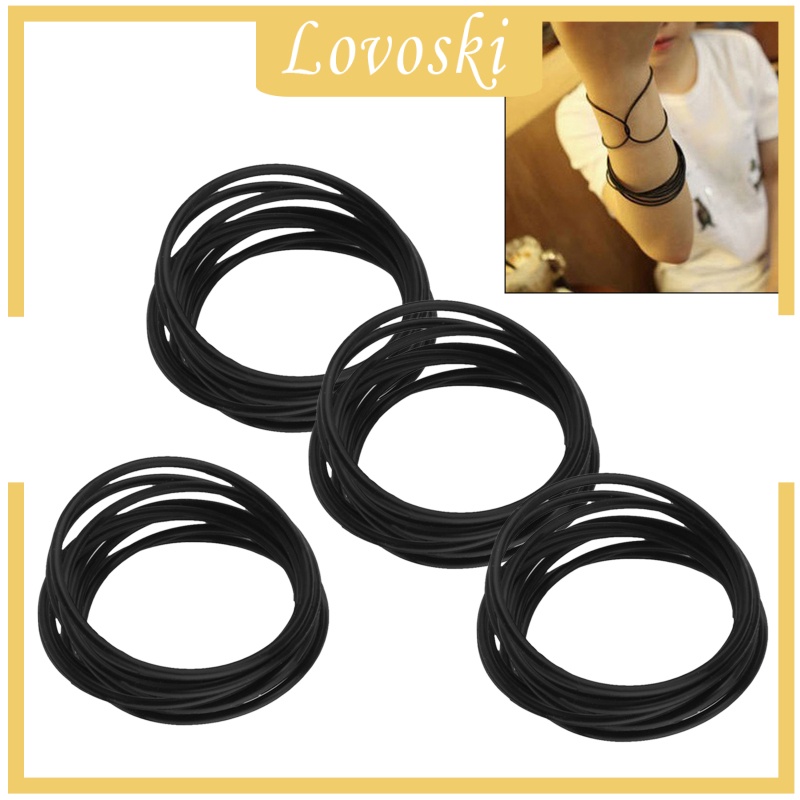 [LOVOSKI] Set of 40 Stretchy Black Silicone Bracelets Elastic Rubber ...