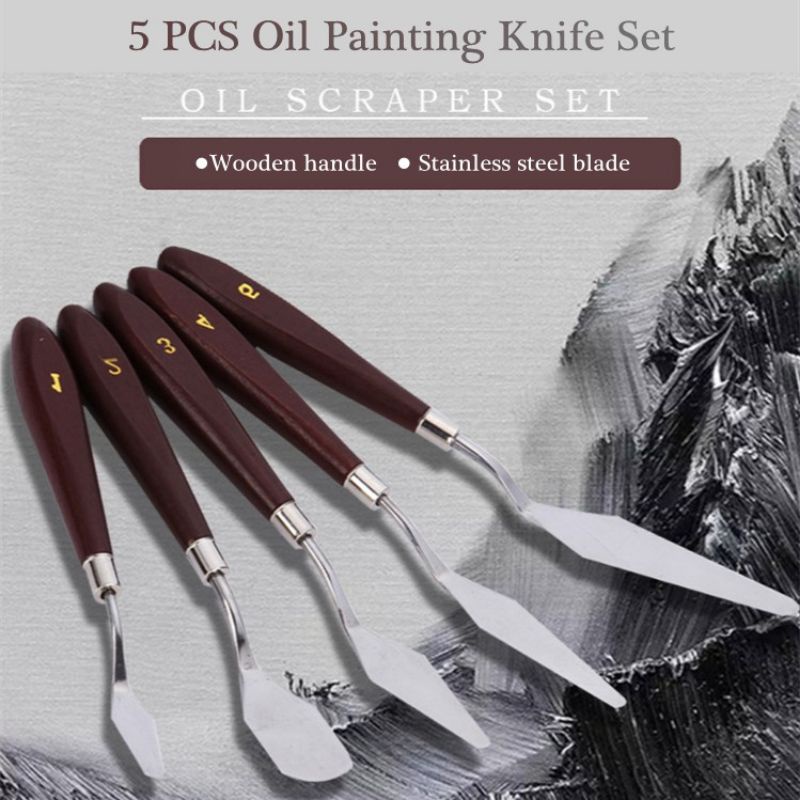 Wooden Scraper Handle Oil Painting Knife Tool Set Shovel Paint Scraper ...