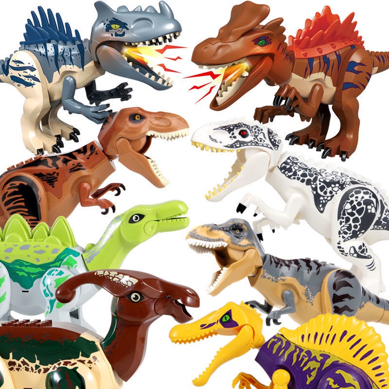 Large Jurassic Dinosaur Model Building Blocks Tyrannosaur Carnotaurus ...