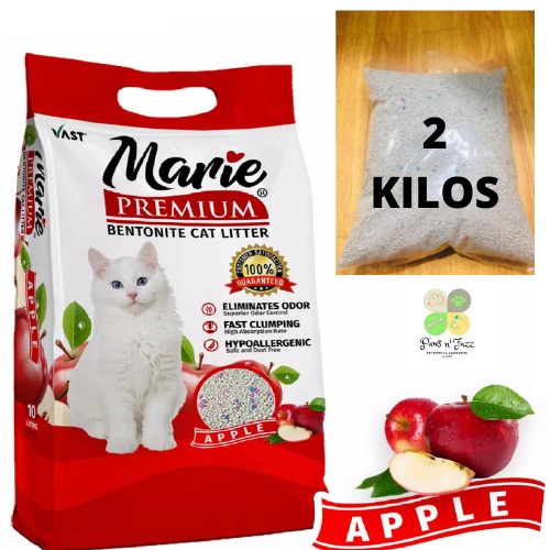 2 KILOS MARIE PREMIUM CAT LITTER REPACKED ( APPLE, SAKURA & GREEN TEA ...