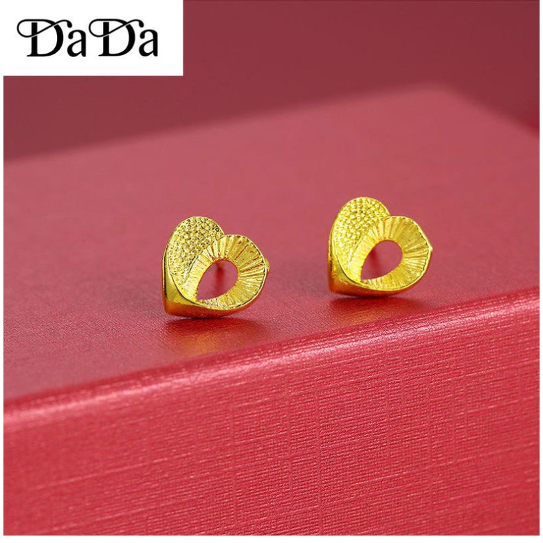 Pure 18k Saudi Gold Earrings Original Trendy Simple Female Small ...