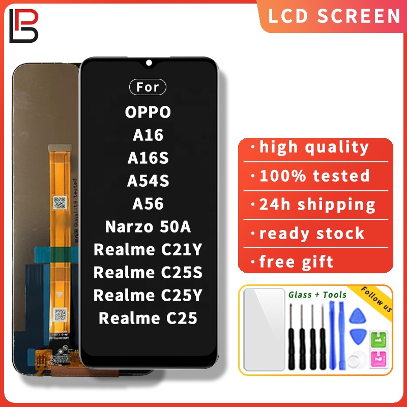 For OPPO A6 2021 A16 A16S A54S A56 Narzo 50A Realme C21Y C25 C25S C25Y Lcd Touch Screen ...