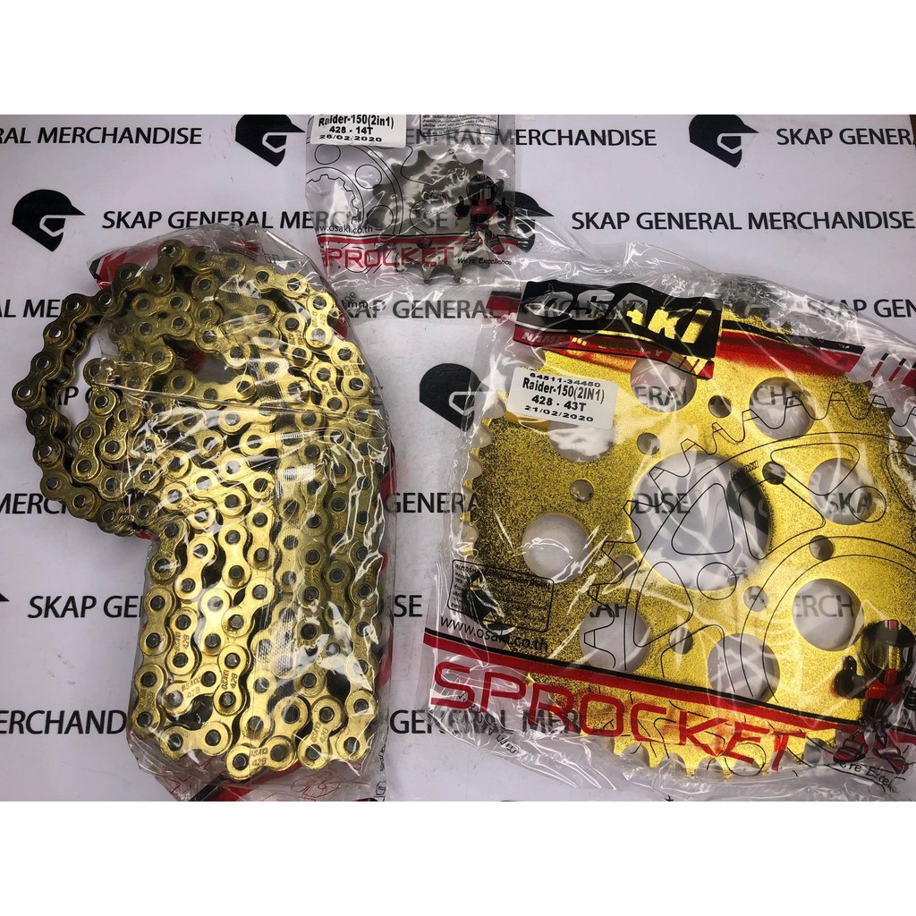 OSAKI - CHAIN SET - RAIDER150 ( 2 IN 1 ) ( GOLD ) | Shopee Philippines