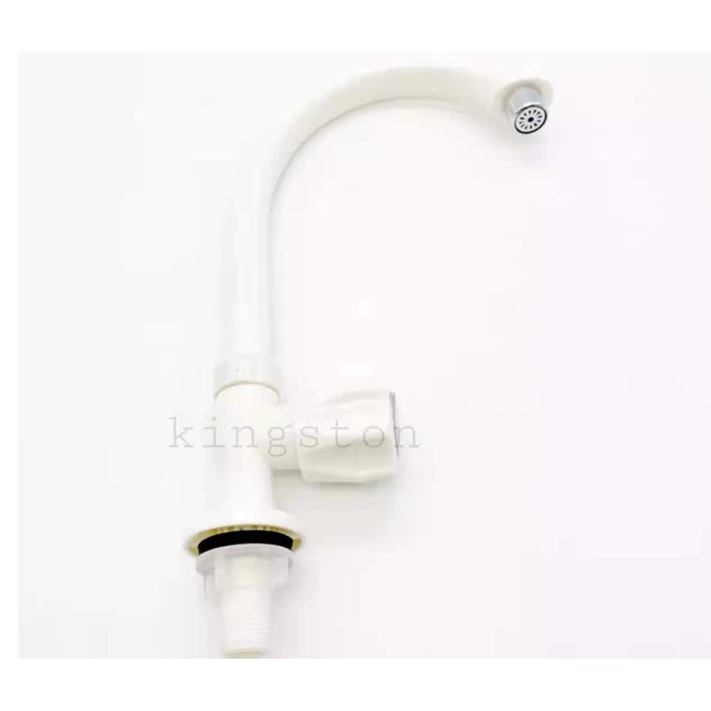 V HORSE* Pvc Goose Neck Kitchen Faucet White Color Pillar Mounted ...