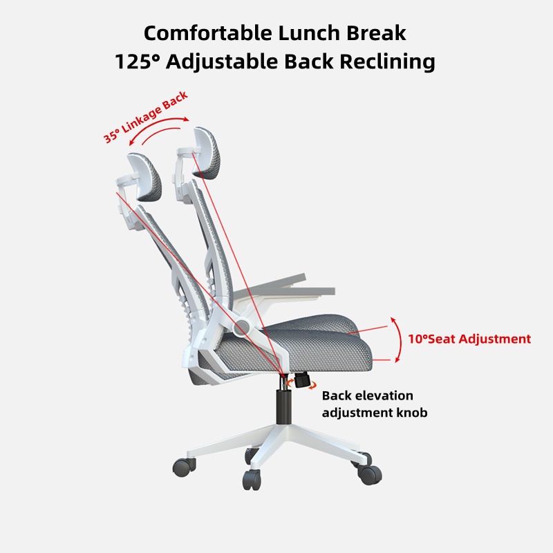 Korean Style Ergonomic Office Chair with Head Rest and Lumbar Support ...