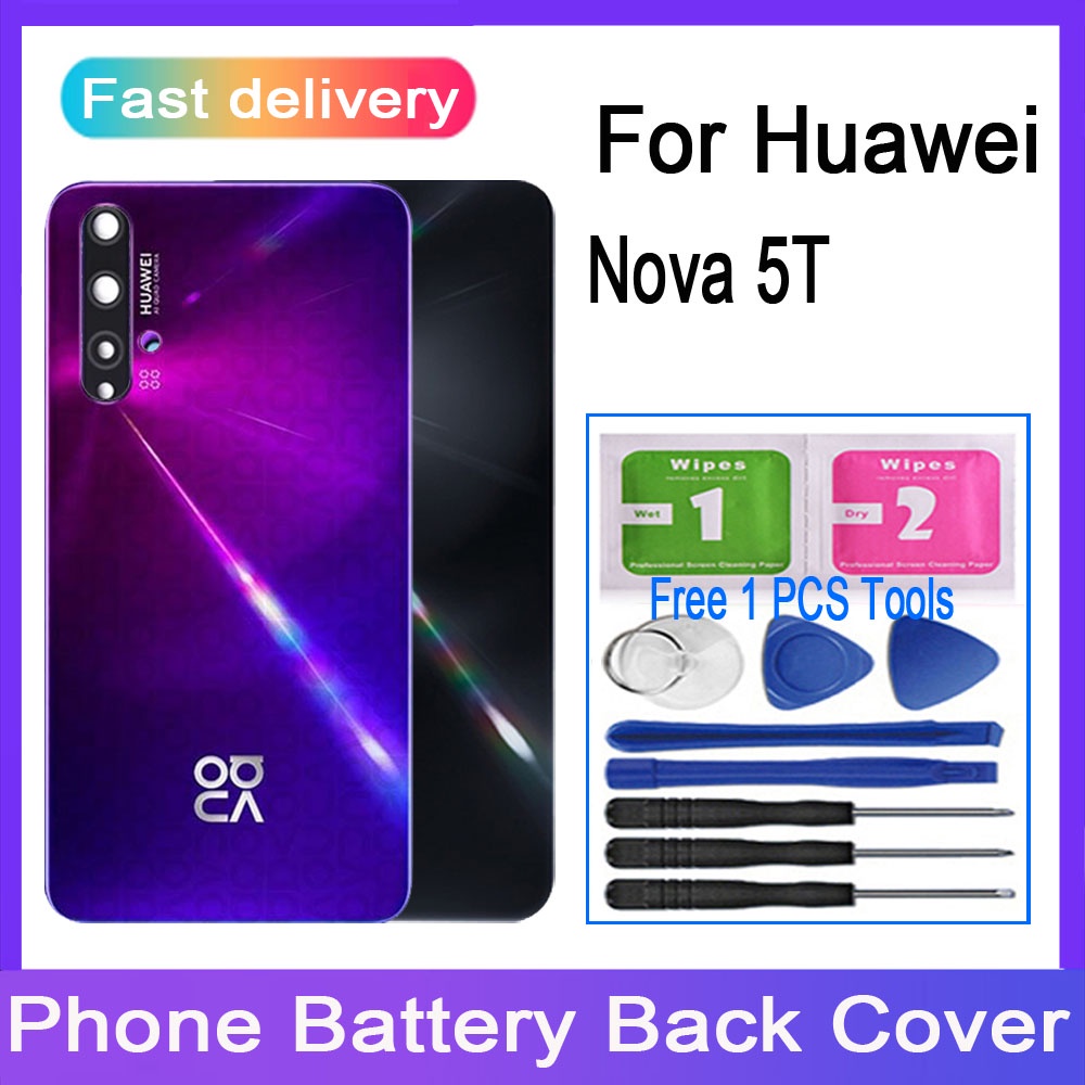 OEM For Huawei Nova 5T Back Battery Cover Back Cases Glass With Camera ...