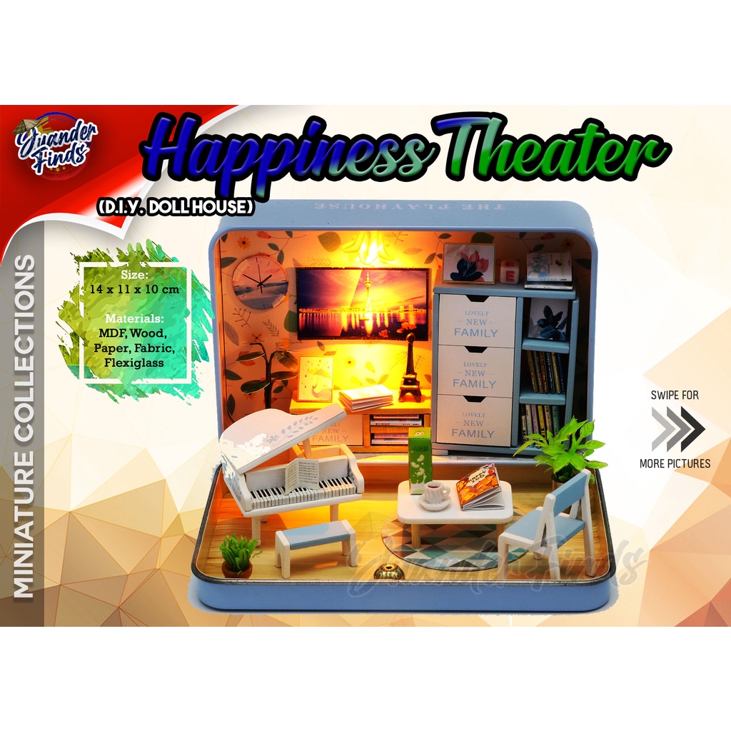 1:24 DIY Theater Box Miniature Doll House Kit 3D Small House Furniture ...