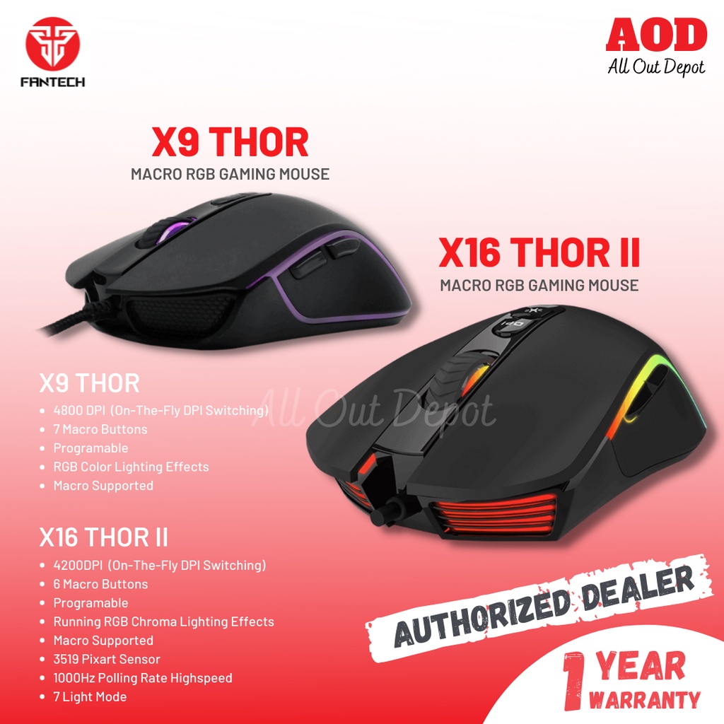 Fantech X9 Thor X16 Thor II Pro-Gaming Macro Programmable Mouse ...
