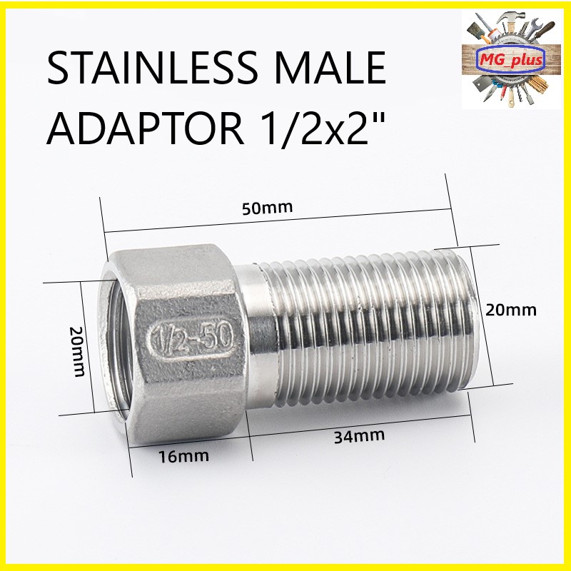 304 Stainless Steel Fittings ZG1/2'' Pipe Connector Water Hose Pipe Fittings Home Improvements ...
