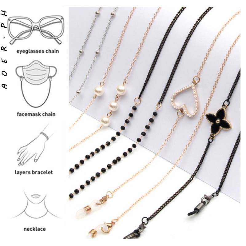 Fashion Mask Neck Straps Lanyards Pearl Chains Anti-Lost Face Mask ...