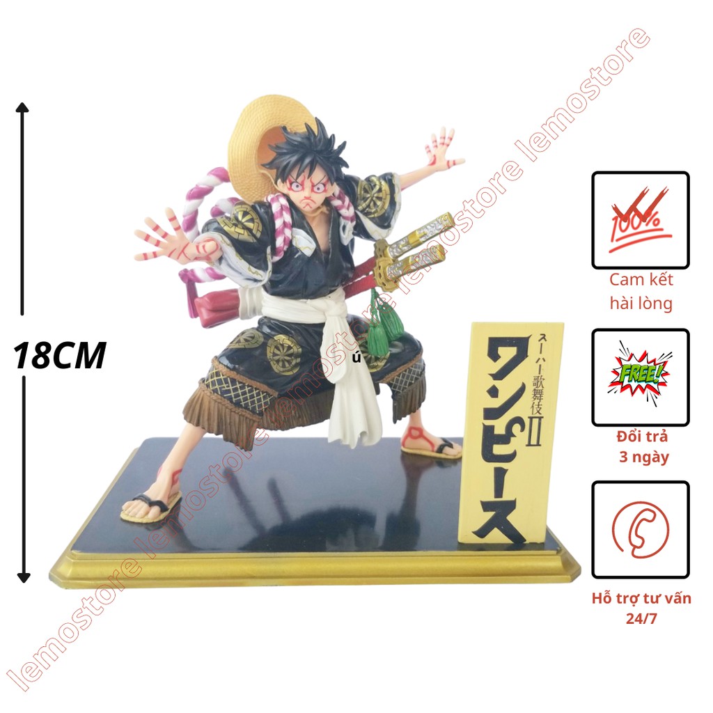 One Piece Luffy black character model in wano country 18 cm tall - One ...