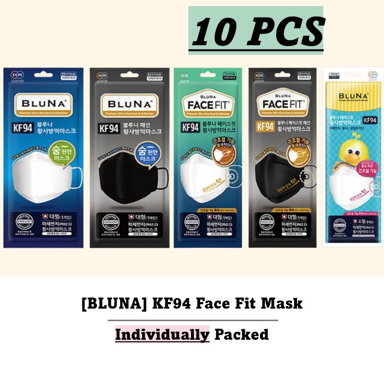 [Bluna] 10 PCS FDA approved Adult Facefit Adjustable 4Ply KF94 3D Face ...