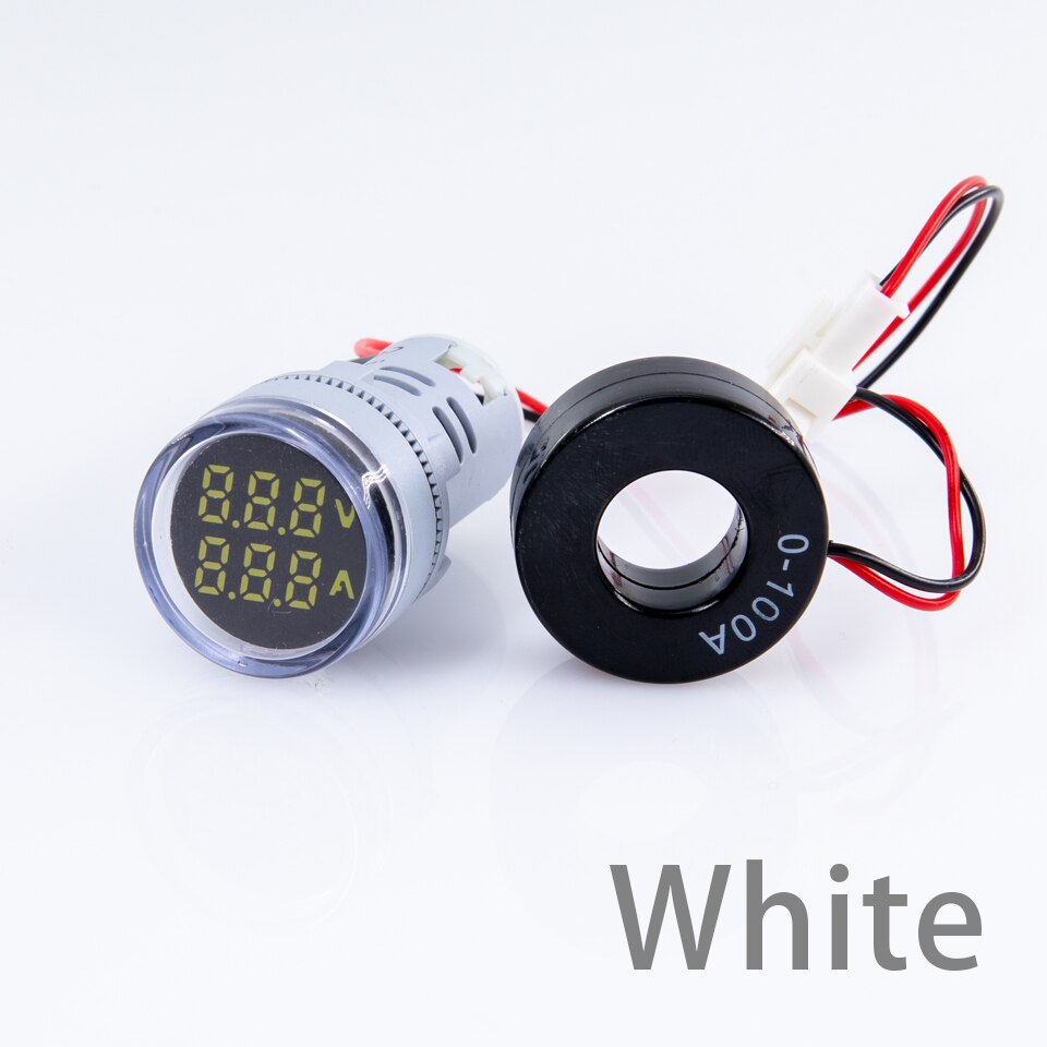 Mini Digital Voltmeter Ammeter 22mm Round AC 50-500V 0-100A Amp Volt ...