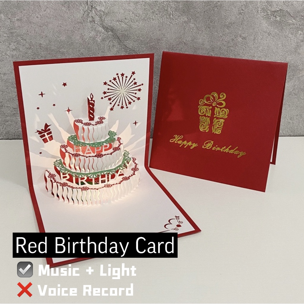 [Coisíní] 3D Birthday Card Cake Music Light Birthday Music 3D Card With ...