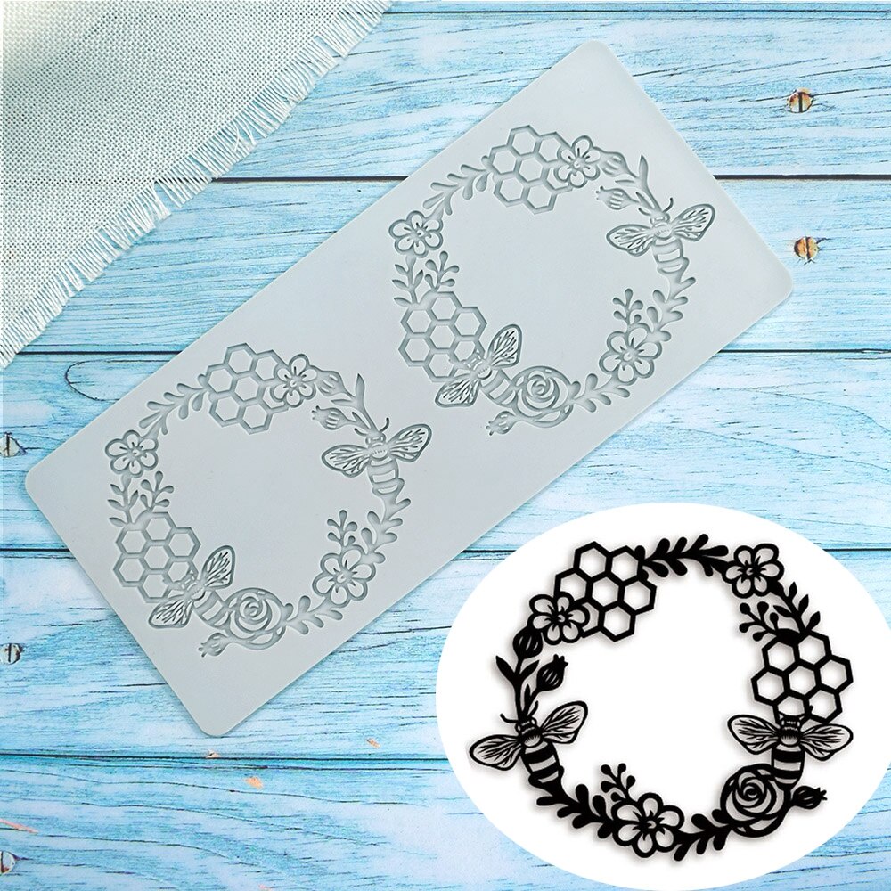 Flowers Bee Lace Mat Silicone Mold For Chocolate Epoxy Resin Coasters ...