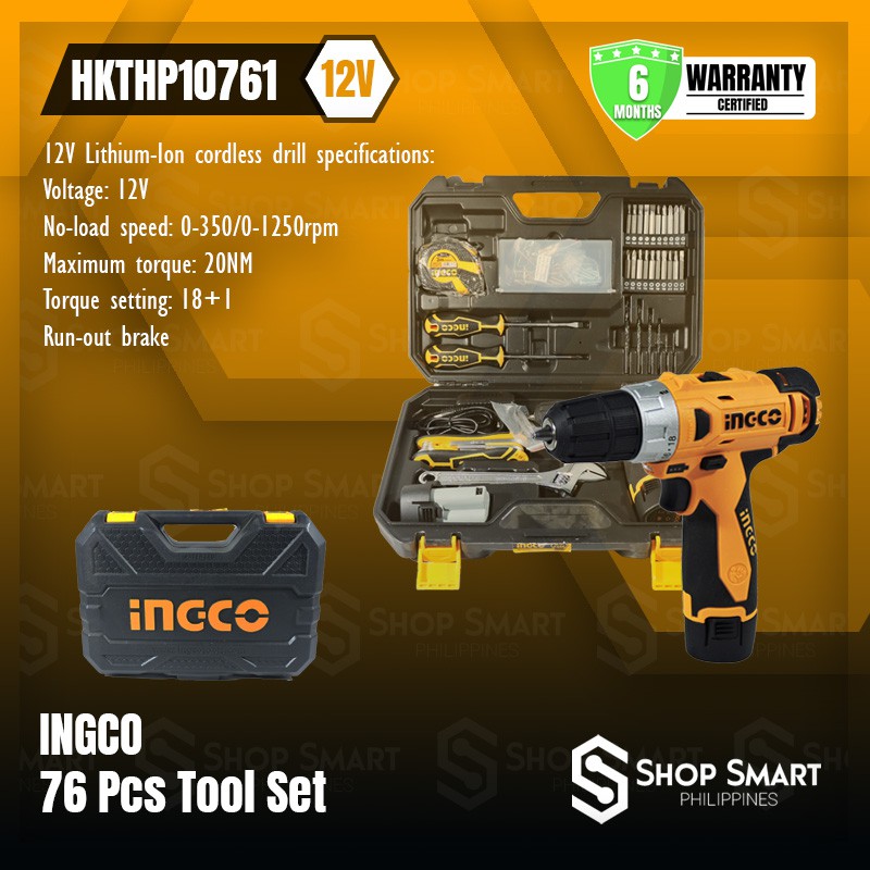 Ingco 76pcs. Cordless Drill Tools Set (HKTHP10761) | Shopee Philippines