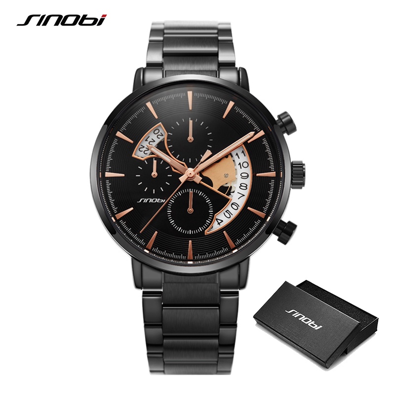 SINOBI 9829 Men Chronograph Calendar Function Men's Watches | Shopee Philippines