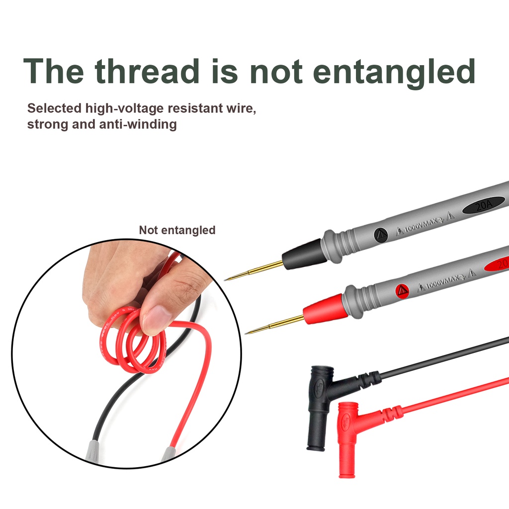 Multimeter Test Leads Universal Cable AC DC 1000V 20A CAT III Measuring ...