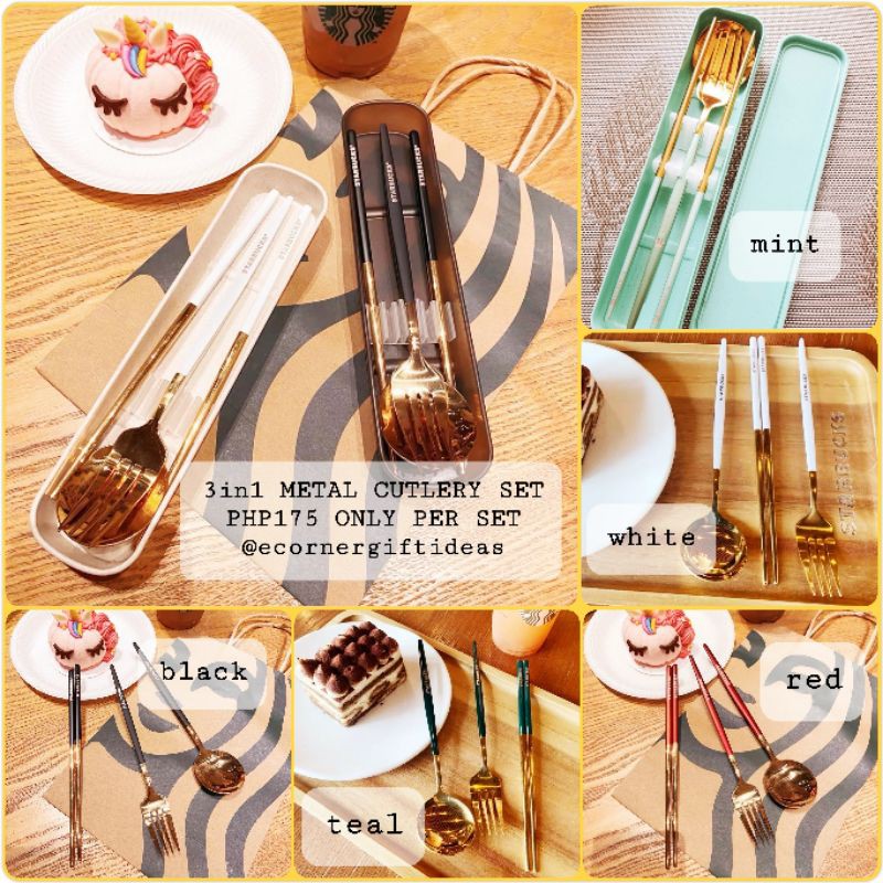 3 in 1 METAL CUTLERY SET WITH CASE | Shopee Philippines