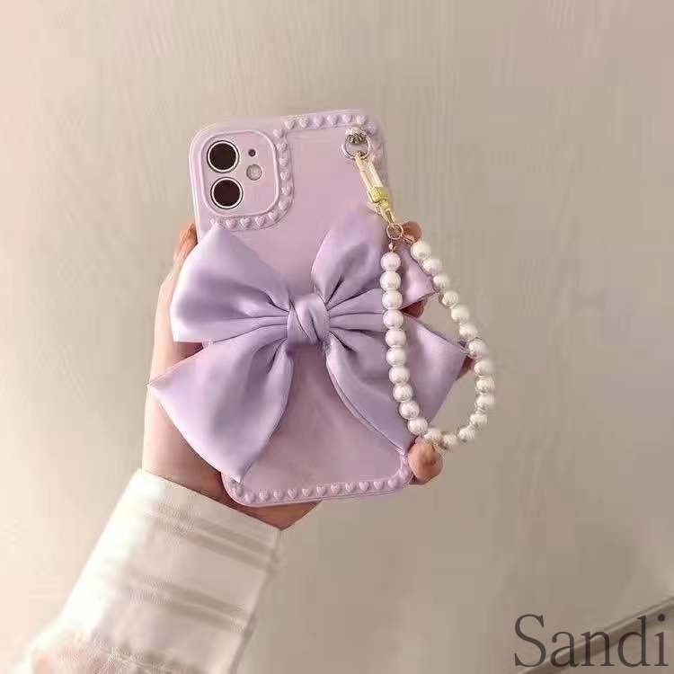3 Colors Fashion Pink Bow Pearl Bracelet Case IPhone Case For IPhone 6 ...