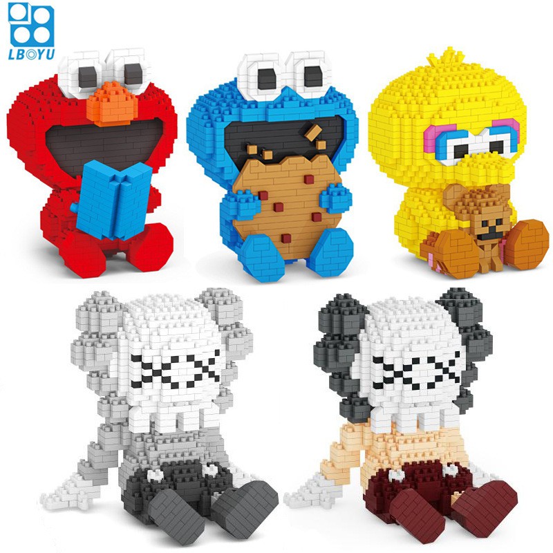 Lboyu Mini Blocks Building Toys Cartoon Kaws Model Kids Sesame Street ...