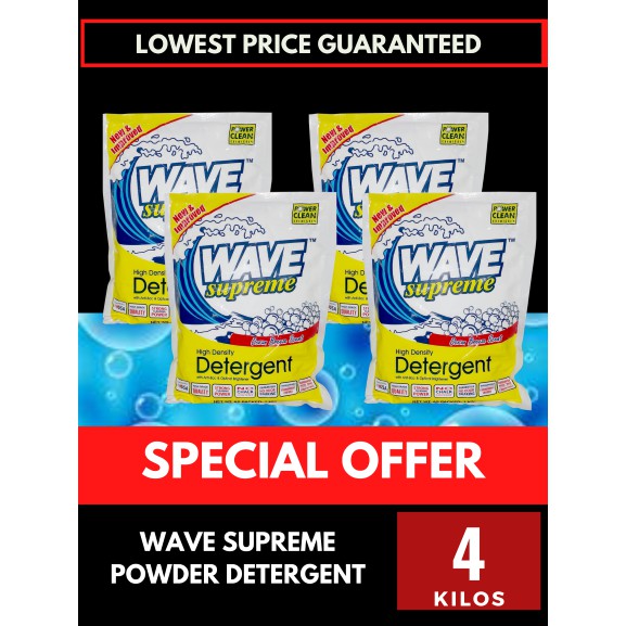 *PACK OF 4* WAVE SUPREME Powder Detergent 1 kg. Concentrated Stain ...