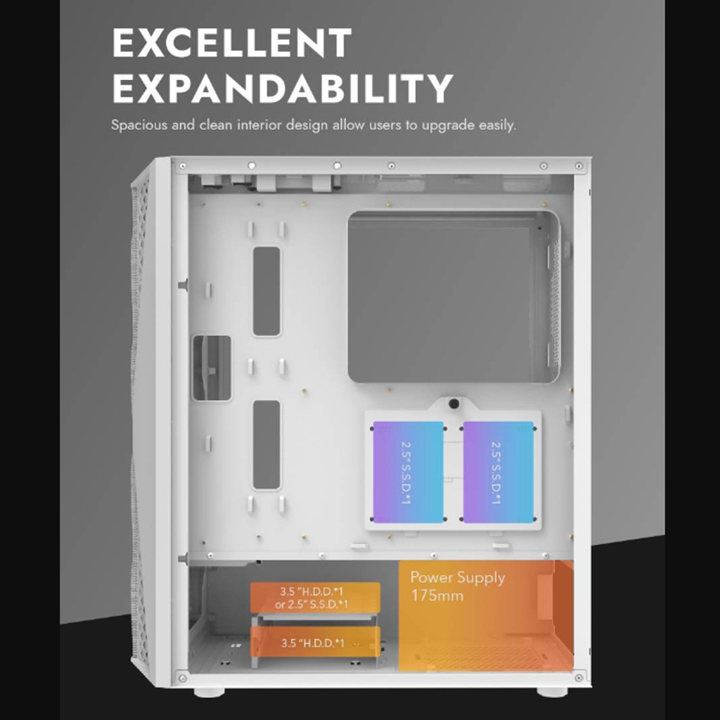 darkFlash DK352 White Mesh Metal mesh design front panel ATX PC Case ...