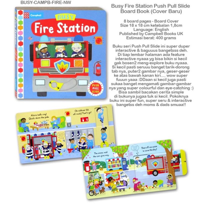Busy Fire Station - Push Pull Slide Board Book | Shopee Philippines
