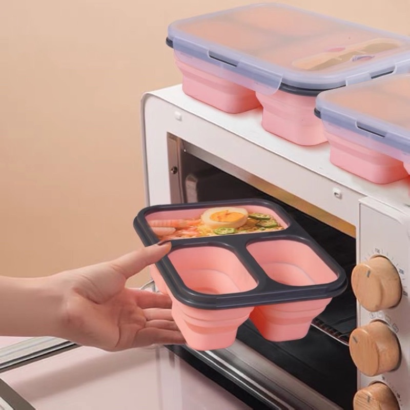 ONHAND Collapsable Foldable Lunch Box Food Container with 3 or 2 ...