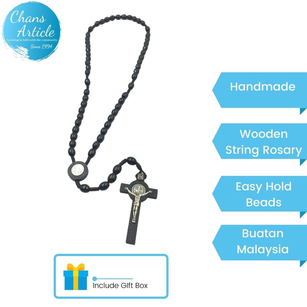 Saint Benedict Wooden Rosary Beads 22087 Handmade Wooden String Rosary ...