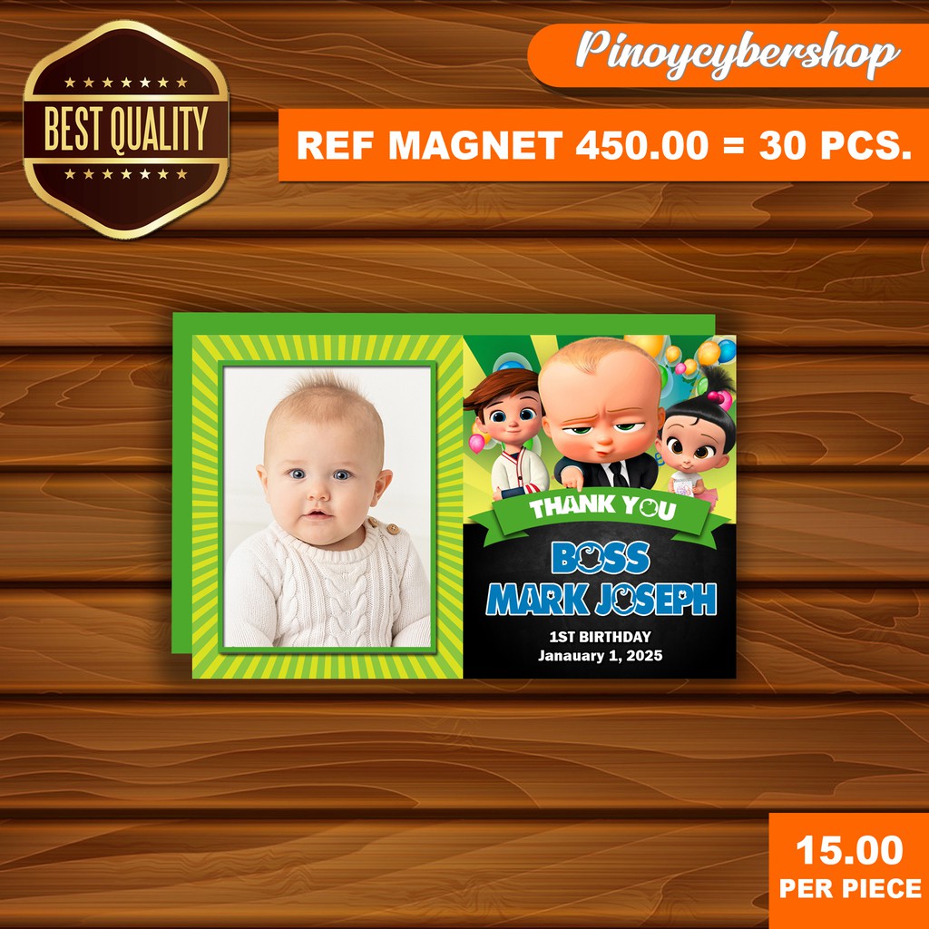 Boss Baby Ref Magnet Customized Birthday Giveaway Christening ...